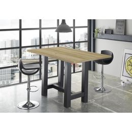 M&auml;usbacher Bartisch M&Auml;USBACHER, braun (schwarzstahl, alteichefarben, schwarzstahl), B:140cm H:105cm T:70cm, Tische, Bartisch, Gestell in U-Form (Breite 120, 140 oder 160 cm)