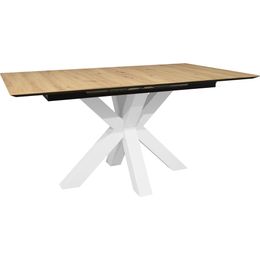 M&auml;usbacher Esstisch M&Auml;USBACHER "Faro", wei&szlig; matt lack nb, asteiche, wei&szlig; matt lack nb, asteiche, H:78cm, Tische, Esstisch, Faro Esstisch schweizer Kante, ausziehbar bis 210 cm, Synchronauszug