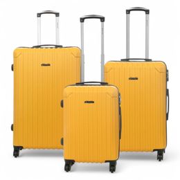 Hartschalen-Reisekoffer-Set aus gelbem ABS mit 8 R&auml;dern