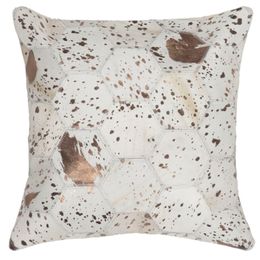 Dekokissen Kayoom "Spark Pillow", beige (elfenbeinfarben, chromfarben), B:40cm L:60cm, Baumwolle, Leder, Dekokissen_Sitzkissen_Kissenh&uuml;llen