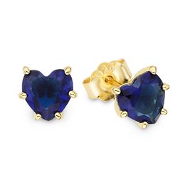 Paar Ohrstecker Firetti "Schmuck Geschenk Ohrschmuck in Herzform mit Glasstein", gelbgoldfarben, blau, blau, Ohrringe, Damen, Silber 925 (Sterlingsilber), mit Glasstein