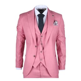 Herren 3-teiliges rosa festliches Anzug-Set f&uuml;r Renntage