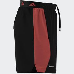 Shorts adidas Performance "TECH APP SHORT", Herren, Gr. L, L&auml;nge 7, schwarz, easy coral, innenbeinl&auml;nge ca. 18 cm, Obermaterial: 100% Polyester, Hosen Shorts, f&uuml;r Fitnessstudio und Joggen, leichtes und atmungsaktives Material