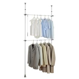 Teleskopregal Wenko "Modell Herkules Basic", grau (stangen: wei&szlig;, kunststoffteile: grau, anti, rutsch teile der kunststoffteile: grau), T:11cm, ABS-Kunststoff, Polypropylen, Stahl, Regale, Teleskopregal, Kleiderstangen zum Klemmen ohne Bohren, verstellbar in H&ouml;he & Breite