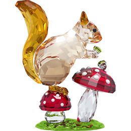 Tierfigur Swarovski "Deko Kristallfigur Sammelfigur Idyllia Eichh&ouml;rnchen und Pilze", bunt (braun, gr&uuml;n, rot, kristallwei&szlig;, wei&szlig;, schwarz), Dekofiguren, B/H/T: 3,31cm x 7,67cm x 6,06cm, Metall, Swarovski Kristall, Swarovski Kristall, B:3,31cm H:7,67cm T:6,06cm
