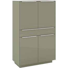 Highboard "Reno", olivgr&uuml;n matt lack, glas olivgr&uuml;n glanz, B:92cm H:148cm T:42cm, Glas, Holzwerkstoff, SET ONE BY Musterring, Sideboards, Highboard, Mit Sockel in diversen Farben, 148 cm H&ouml;he & Farbauswahl