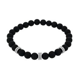 Armband Amor, edelstahlfarben, schwarz, schwarz, Armb&auml;nder, Herren, 19cm, Edelstahl, Armband, mit Achat
