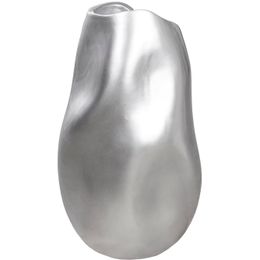 Bodenvase Gilde "Bodenvase organisch Jolie silberfarben H. 50,5 cm", silberfarben, B:29cm H:50,5cm T:27cm, Kunstharz, Vasen