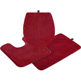 Badematte Bruno Banani "Lana, Badvorleger, Badezimmer Teppich" Gr. 11, lila (raspberry), 3-tlg. Stand-WC Set, 3 Stk., Polyacryl, Badematten, Badematte, Badteppich, Badematten, unifarben, auch als 3 teiliges Set & rund