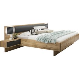 Bettanlage wimex "Valencia", grau (plankeneiche nachbildung, graphit), B:302cm H:92cm T:210cm, Schlafzimmerm&ouml;bel-Sets, Stauraumbett Bett Bettgestell Polsterbett, mit indirekter LED-Beleuchtung