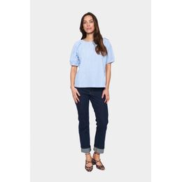 Saint Tropez Bluse mit kurzem &Auml;rmel, regul&auml;re Passform, luftiges Blau-Eis-Streifen light blue