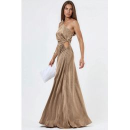 Gemustertes Satin-Ein-Schulter-Kleid mit Cut-Out-Detail