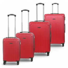 Hartschalenkoffer aus rotem ABS mit 8 R&auml;dern, Reisegep&auml;ck, Kabinenkoffer-Set