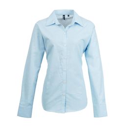 Premier Damen Oxford-Bluse / Bluse / Arbeitshemd, lang&auml;rmlig (Hellblau)