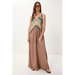 Weit geschnittene bedruckte Jumpsuit mit V-Ausschnitt