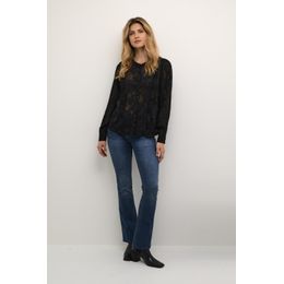 Cream Langarm-Bluse Straight fit black