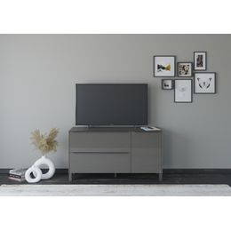 Lowboard "Reno", anthrazit matt lack, glas anthrazit glanz, B:137cm H:75cm T:42cm, Glas, Holzwerkstoff, SET ONE BY Musterring, Sideboards, Lowboard, Mit Vierkantfu&szlig; in diversen Farben, 75 cm H&ouml;he & Farbauswahl