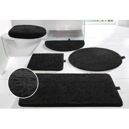 Badematte Bruno Banani "Lana, Badvorleger, Badezimmer Teppich" Gr. 61, schwarz, rechteckig (40cm x 50cm ), 1 Stk., Polyacryl, Badematten, Badematte, Badteppich, Badematten, unifarben, auch als 3 teiliges Set & rund