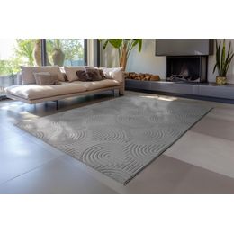 Teppich Kayoom "Balance Flow 225", anthrazit, B:80cm H:18mm L:150cm, Polyester, Teppiche, Teppich, Kurzflor, Hoch Tief, modernes Muster, Wohnzimmer