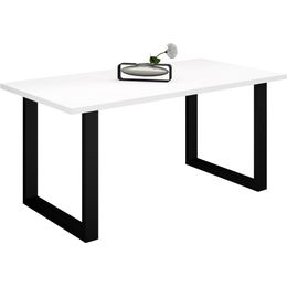 M&auml;usbacher Esstisch M&Auml;USBACHER "Big System Metall", schwarz feinstruktur, wei&szlig; matt lack nb, schwarz feinstruktur, wei&szlig; matt lack nb, B:160cm H:78cm T:90cm, Tische, Esstisch, Metallgestell in U-Form