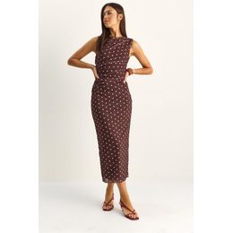 Punktemuster Bodycon Midi-Kleid