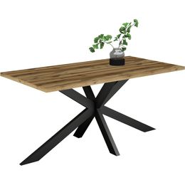 M&auml;usbacher Esstisch M&Auml;USBACHER "Big System Metall", schwarz feinstruktur, plankeneiche, schwarz feinstruktur, plankeneiche, B:200cm H:78cm T:100cm, Tische, Esstisch, Metallgestell in Stern lang-Form