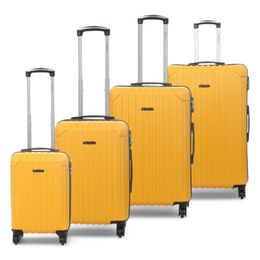 Hartschalen-Reisekoffer-Set aus gelbem ABS mit 8 R&auml;dern