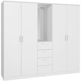 Kleiderschrank FORTE "Dreht&uuml;renschrank, Spiegel, Schubladen, viel Stauraum", wei&szlig;, B:199cm H:181cm T:52,7cm, Holzwerkstoff, Schr&auml;nke, Kleiderschrank, B/H/T 199/181/52,7, Spiegel, Stauraum,Schubladen, FSC