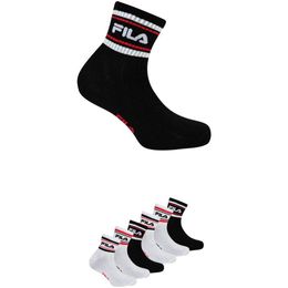 Freizeitsocken Fila "MAN LIFESTYLE QUARTER SOCKS", Herren, Gr. 43-46, schwarz-wei&szlig; (wei&szlig; schwarz), Baumwollmischung, unifarben, Socken, mit auff&auml;lligem Logoschriftzug