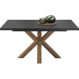 Esstisch "atlanta-system", braun (appenzeller fichte dunkel, nachbildung, schwarzstahl, schwarzstahl), B:160cm H:76cm T:90cm, SET ONE BY Musterring, Tische, Esstisch, mit Synchron-Auszug
