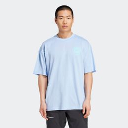 T-Shirt adidas Performance "POWER GRAPHIC", Herren, Gr. S, blau (glow blau), Obermaterial: 65% Polyester, 35% Baumwolle, Shirts T-Shirt, sportlicher Stil, kurze &Auml;rmel, mit CLIMACOOL Technologie