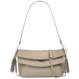 Umh&auml;ngetasche Samantha Look, Damen, Gr. B/H/T: 33cm x 20cm x 6cm onesize, grau, Leder, leicht gl&auml;nzend, unifarben, Taschen Umh&auml;ngetasche, echt Leder, Made in Italy