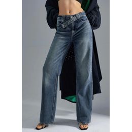 SQUALO hohe-taillierte weite Jeans