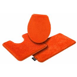 Badematte Bruno Banani "Lana, Badvorleger, Badezimmer Teppich" Gr. 11, orange, 3-tlg. Stand-WC Set, 3 Stk., Polyacryl, Badematten, Badematte, Badteppich, Badematten, unifarben, auch als 3 teiliges Set & rund