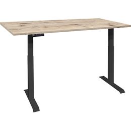 M&auml;usbacher Schreibtisch M&Auml;USBACHER "Big System Office, Arbeitstisch, B&uuml;rotisch", schwarz (schwarz matt, sandeiche, schwarz matt, sandeiche), B:120cm, Tische, Schreibtisch, Breite 120 cm, elektrisch h&ouml;henverstellbar, sandeiche