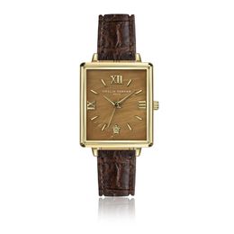 Quarzuhr AMELIA PARKER "AF4-S084G", braun croco, Armbanduhren, Damen, Quarzuhr