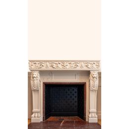 Livingwalls Vliestapete LIVING WALLS "Fototapete Kamin Antik Beige - Wandtapete 3D-Optik", natur, B:1,59m H:0,02m L:2,8m, Vlies, Tapeten, Realistische Fototapete mit antikem Kamin in 3D-Optik