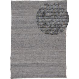 Wollteppich CarpetFine "Passau Handwebteppich", grau, B:120cm H:10mm L:170cm, Jute, Wolle, Teppiche, Naturfaser, Wolle, handgewebter Wendeteppich, Schlafzimmer, Wohnzimmer