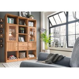 Regalelement Home Affaire "Ecko", beige (naturfarben), B:136cm H:202cm T:34cm, Massivholz, Regale, aus sch&ouml;nem massivem Wildeichenholz, Breite 136 cm