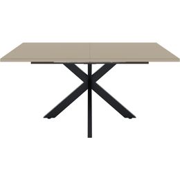 M&auml;usbacher Esstisch M&Auml;USBACHER "Vitrum", schwarz feinstruktur, glas taupe glanz, schwarz feinstruktur, glas taupe glanz, H:75cm, Tische, Esstisch, Esstisch ausziehbar auf 210 cm, eckige Tischform, Gestell Sternform