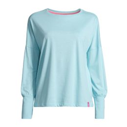 Langarmshirt SALZHAUT "Longsleeve SMAAK", Damen, Gr. M, blau (aqua), Obermaterial: 50% Baumwolle CO. 50% Polyester PES., Shirts Langarmshirt