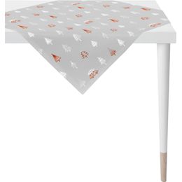 Tischdecke Apelt "5825", grau (grau, rot), B:100cm L:100cm, Baumwolle, Polyester, Tischdecken, Tischdecke