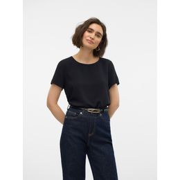 V&eacute;ro Moda Blusenshirt VERO MODA "VMEASY JOY S/S TOP WVN GA", Damen, Gr. S, schwarz, Web, Obermaterial: 100% Viskose, unifarben, regular fit, Rundhals, Shirts Blusenshirt