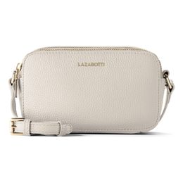 Umh&auml;ngetasche LAZAROTTI "Bologna Leather Umh&auml;ngetasche Camera-Bag Leder Double-Zip 18 cm", Damen, wei&szlig;, Leder, Taschen Umh&auml;ngetasche