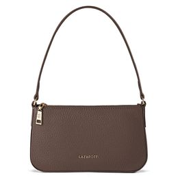 Schultertasche LAZAROTTI "Bologna Leather Pochette Schultertasche Leder 22 cm", Damen, taupe, Leder, Taschen Schultertasche