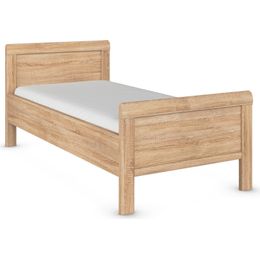Bett Rauch "Bett Einzelbett Stollenbett EVELYN", braun (eiche sonoma), B:109cm H:94cm L:210cm, Betten, Bett, in Komforth&ouml;he aus Holzwerkstoff in elegantem Stil MADE IN GERMANY
