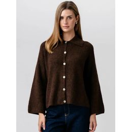 Strickpullover TEESHOPPEN "TEESHOPPEN Sweater Josie", Damen, Gr. one-size, braun, Obermaterial: 60% Polyacryl, 14% Polyamid, 10% Polyester, 8% Wolle, 8% Viskose, Pullover Strickpullover