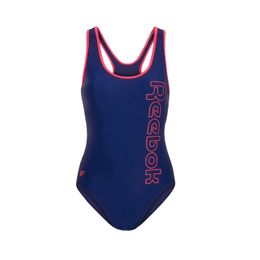 Badeanzug Reebok "Violetta", Damen, Gr. XS, N-Gr, blau (navy, cherry), Obermaterial: 80% Polyamid, 20% Elasthan, Badeanz&uuml;ge Badeanzug, mit Knitter- und Abriebsfestigkeit, sportlich, Logo vorne