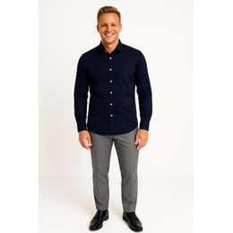 Jack & Jones Langarmhemd JACK & JONES "JJJOE STRUCTURE SHIRT L/S", Herren, Gr. M, N-Gr, blau (sky captain), Web, Obermaterial: 60% Baumwolle, 40% Polyester, slim fit normal, ohne Ausschnitt, 2-Knopf-Manschette, Hemden