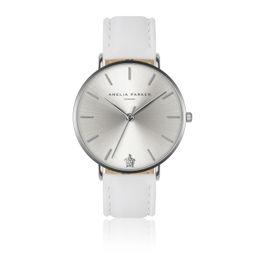 Quarzuhr AMELIA PARKER "AA1-S098S", wei&szlig;, Armbanduhren, Damen, Quarzuhr